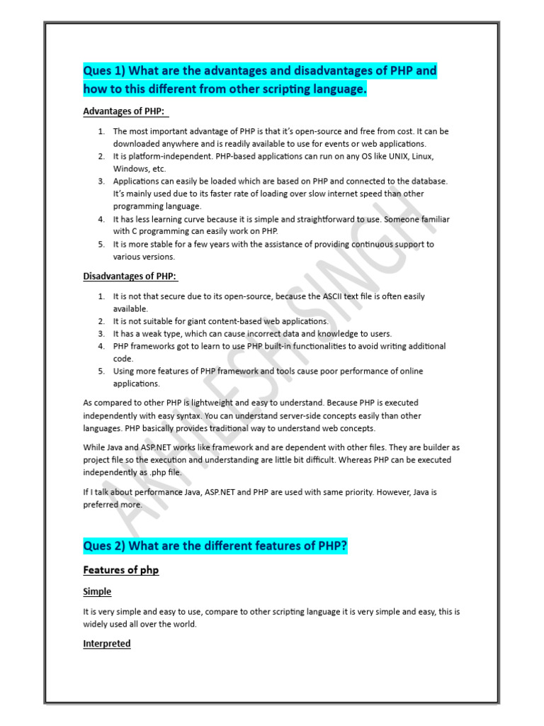 Akhilesh Singh PHP Notes | PDF