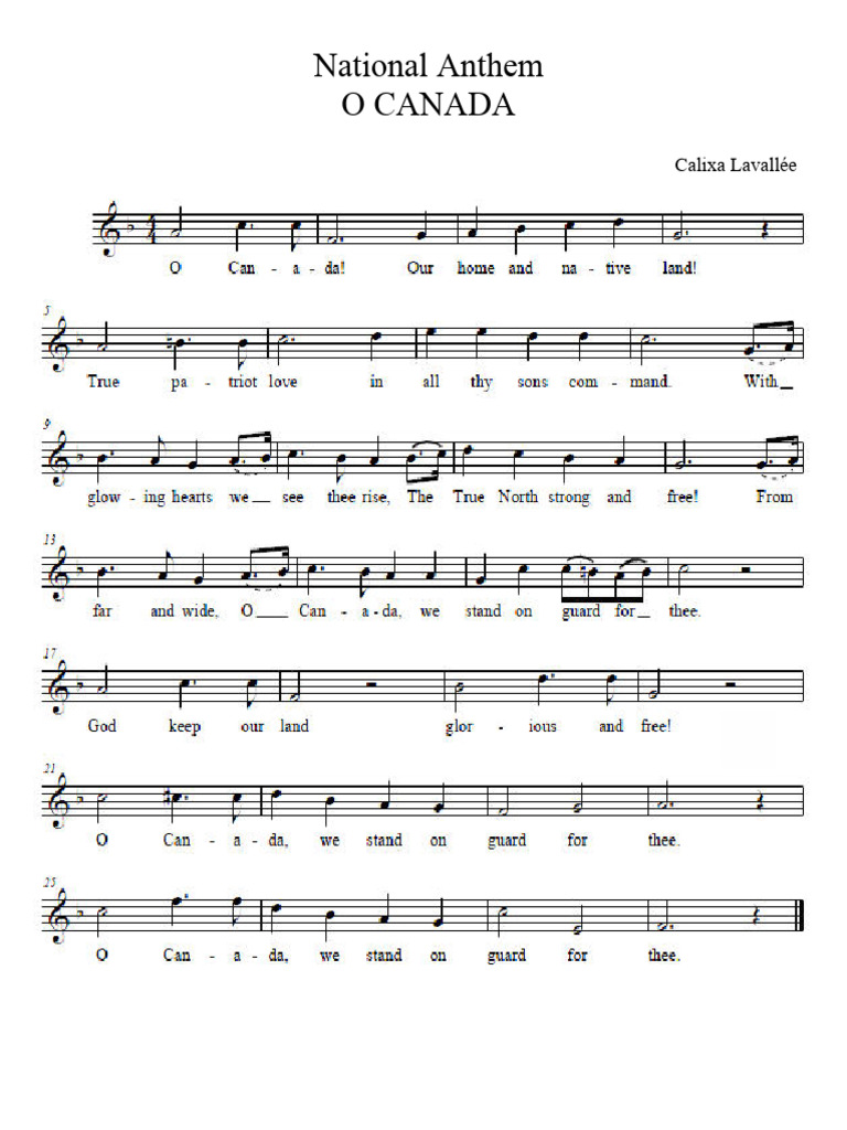 CANADA Hymne Anthem Eng | PDF