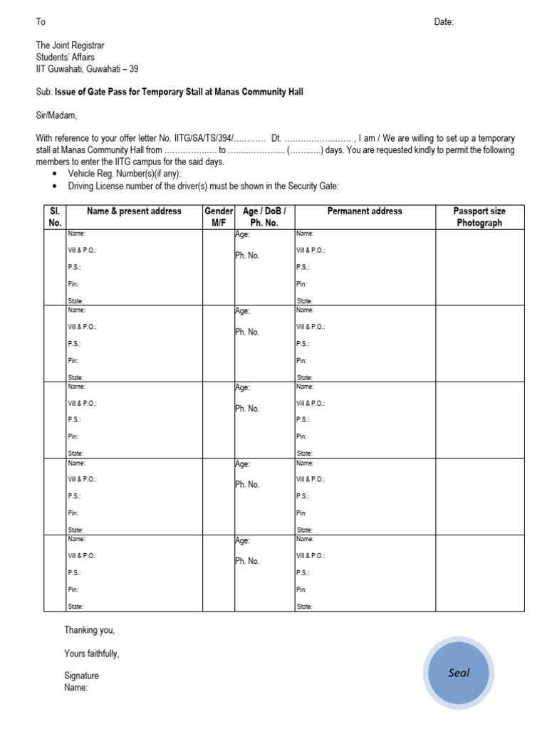 Gate Pass Format | PDF