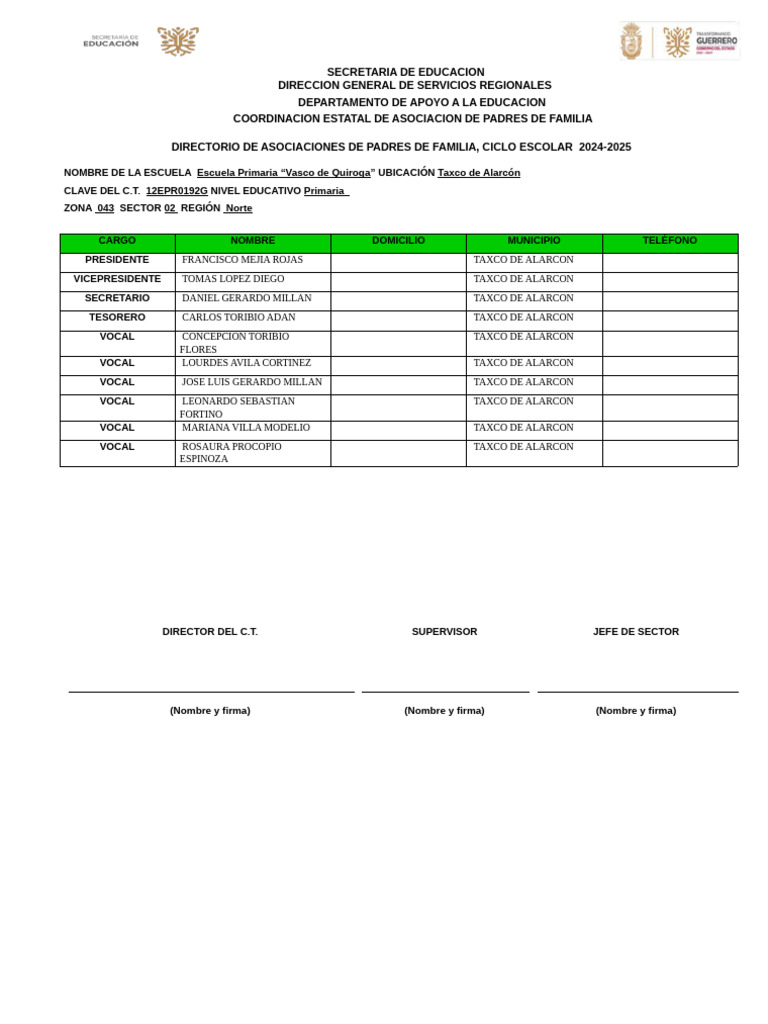 Directorio APF, CICLO ESCOLAR 2024-2025 | PDF