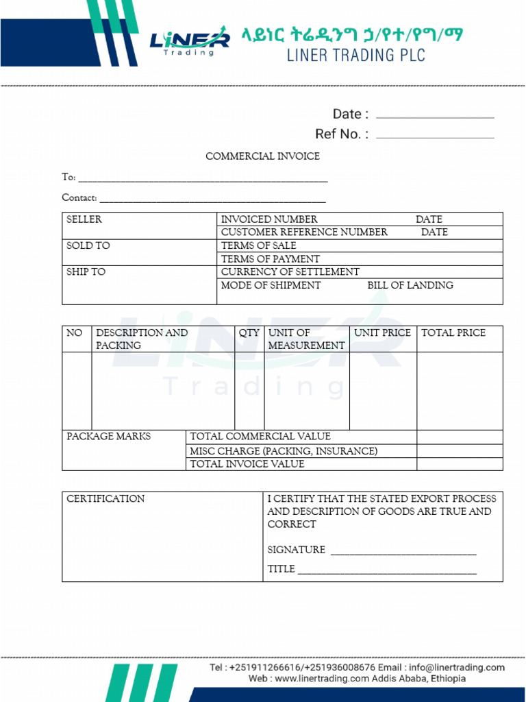Liner Commercial Invoice | PDF