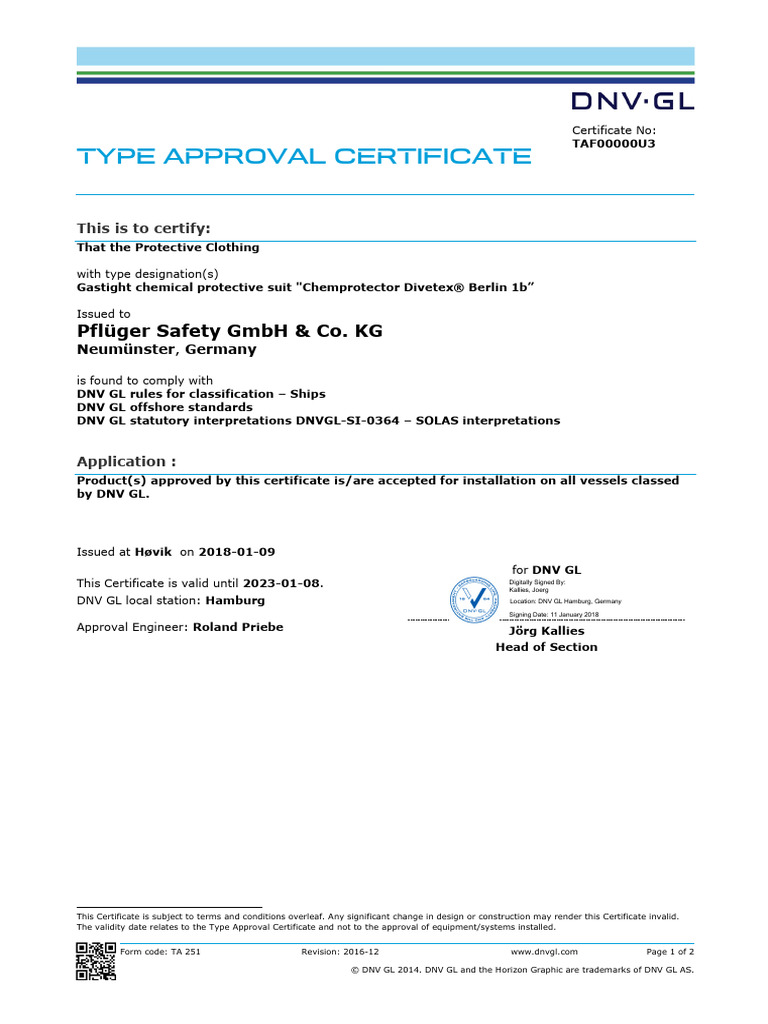 DNVGL Type Approval 1 | PDF