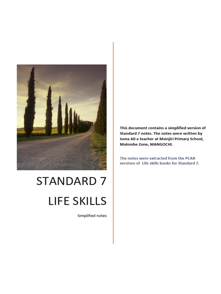 Std 7 Life Skills Notes | PDF