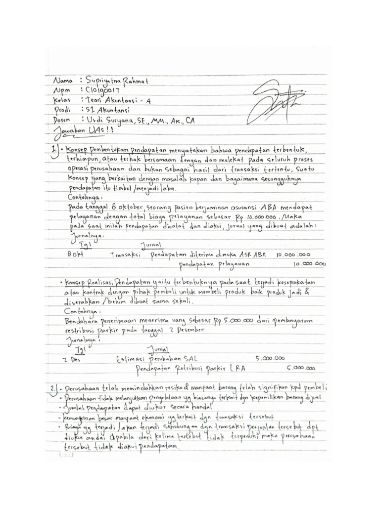 UAS Teori Akuntansi C10190017 Supriyatna Rahmat | PDF