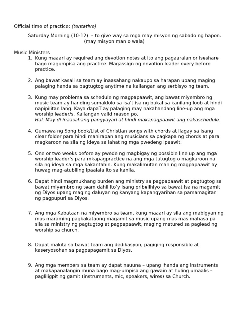 Proposal Music Team | PDF