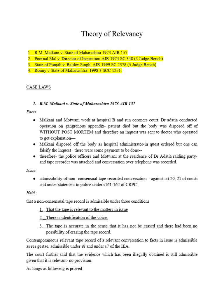 Evidence Notes Compiled | PDF