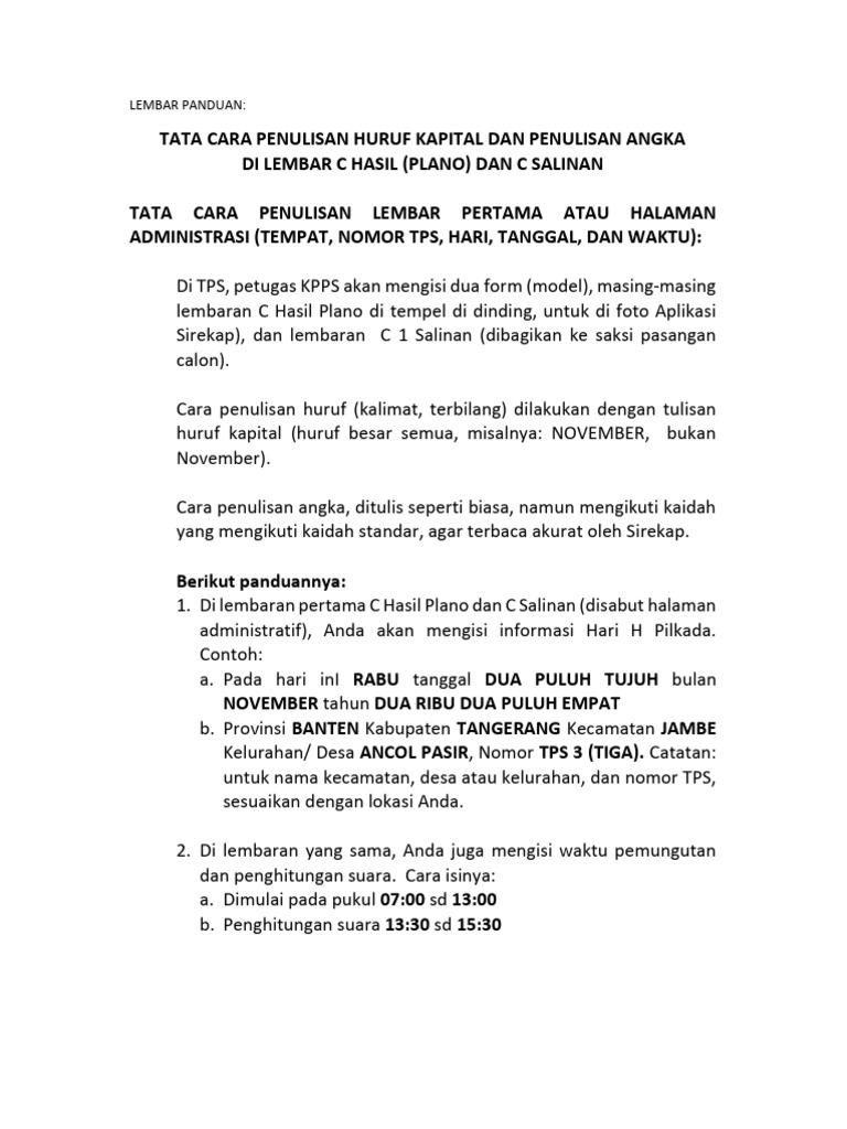 Lembar Kerja Sirekap | PDF
