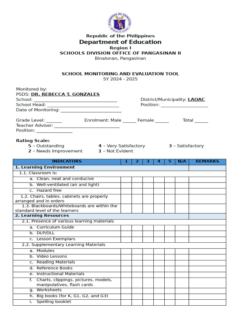 M E TOOL - Kinder To Grade 12 | PDF