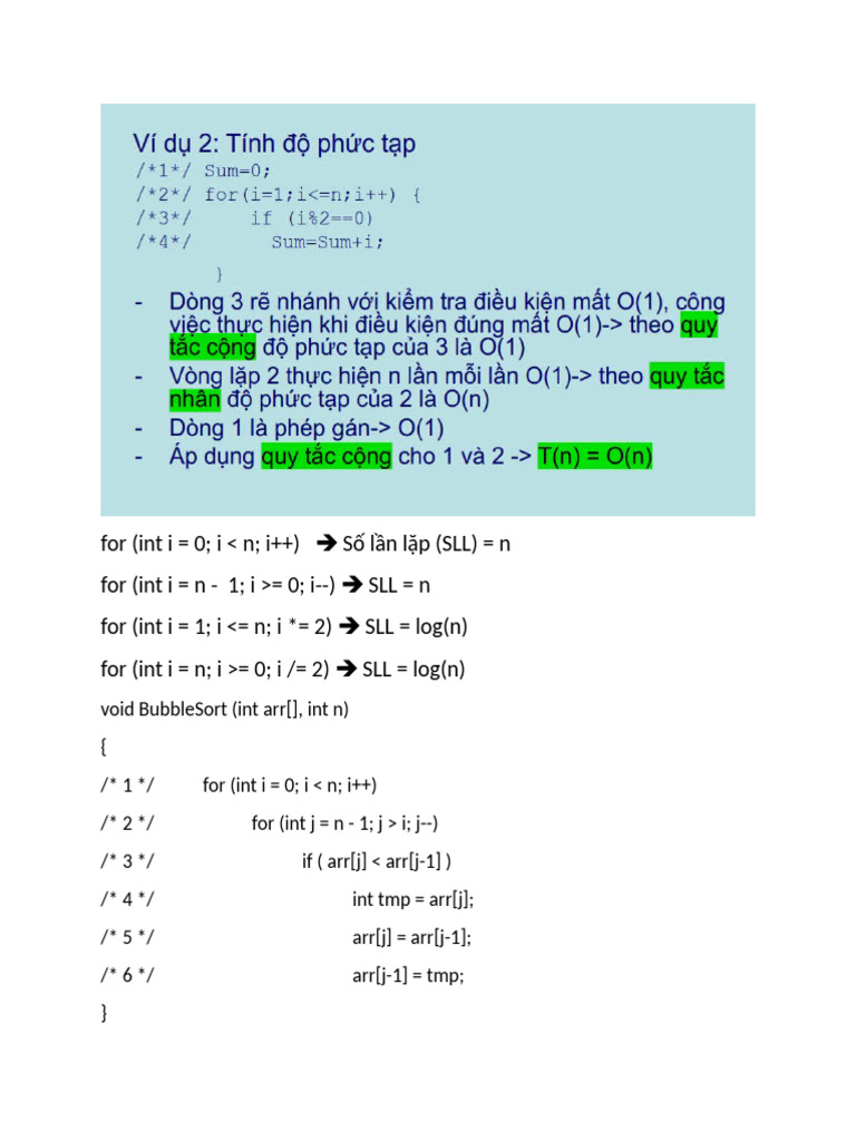For (Int I 0 I 0 I - ) SLL N For (Int I 1 I 0 I / 2) SLL Log (N) | PDF