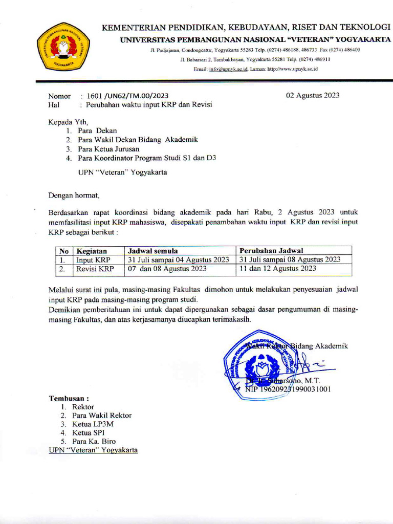 5 - Perubahan Waktu Input KRP Dan Revisi | PDF