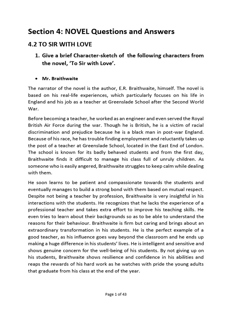 XII 4 Novel Questions and Answers | PDF