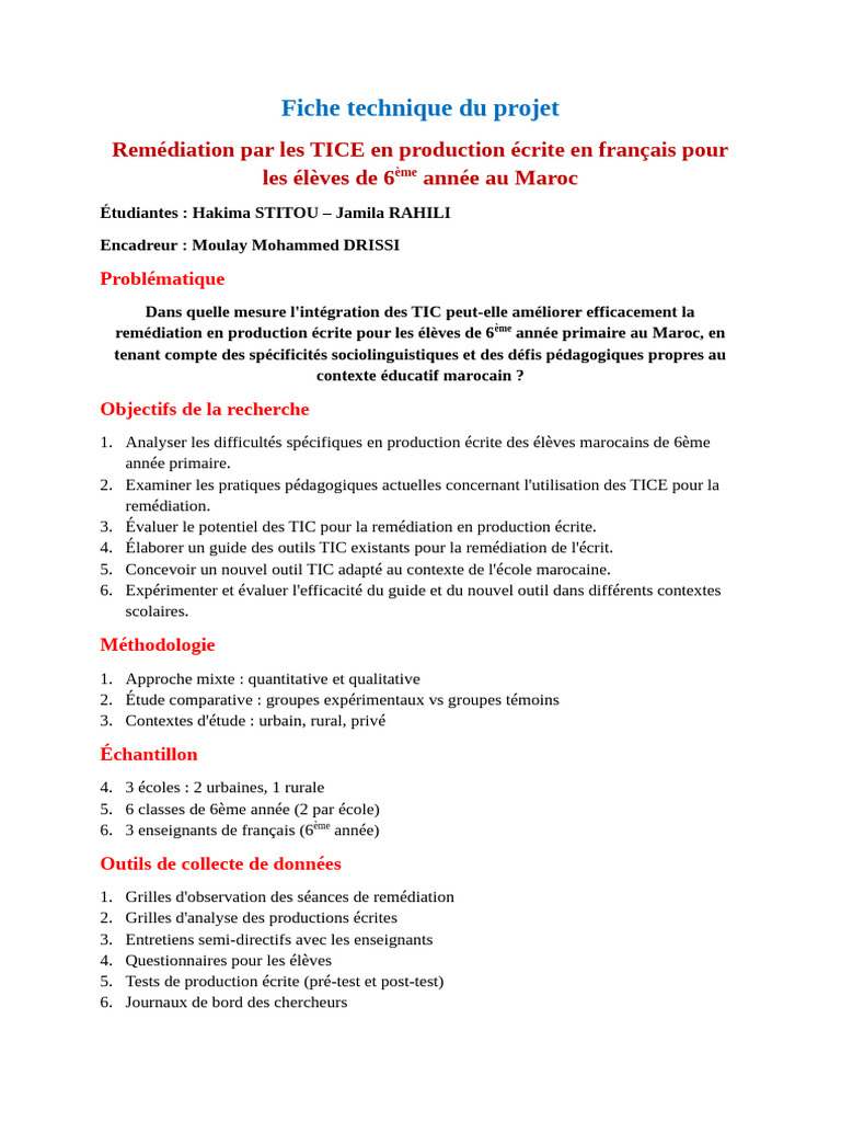 Fiche Technique PFE CFIE | PDF