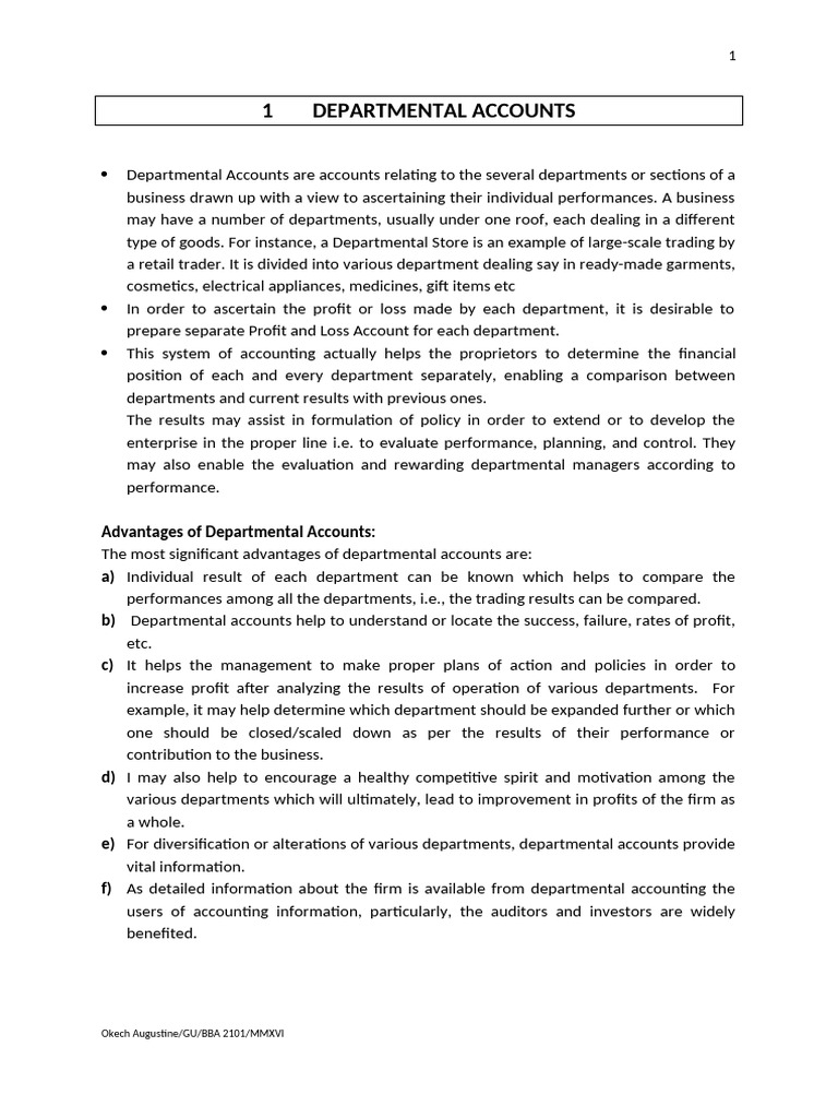Departmental Accounts | PDF