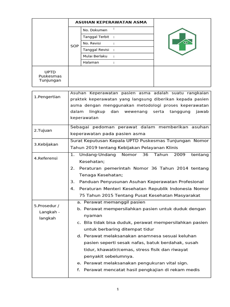 Sop Askep Asma | PDF