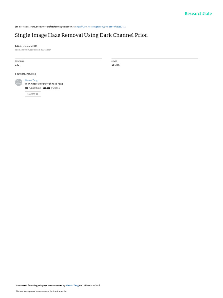 Single Image Haze Removal Using Dark Channel Prior | PDF