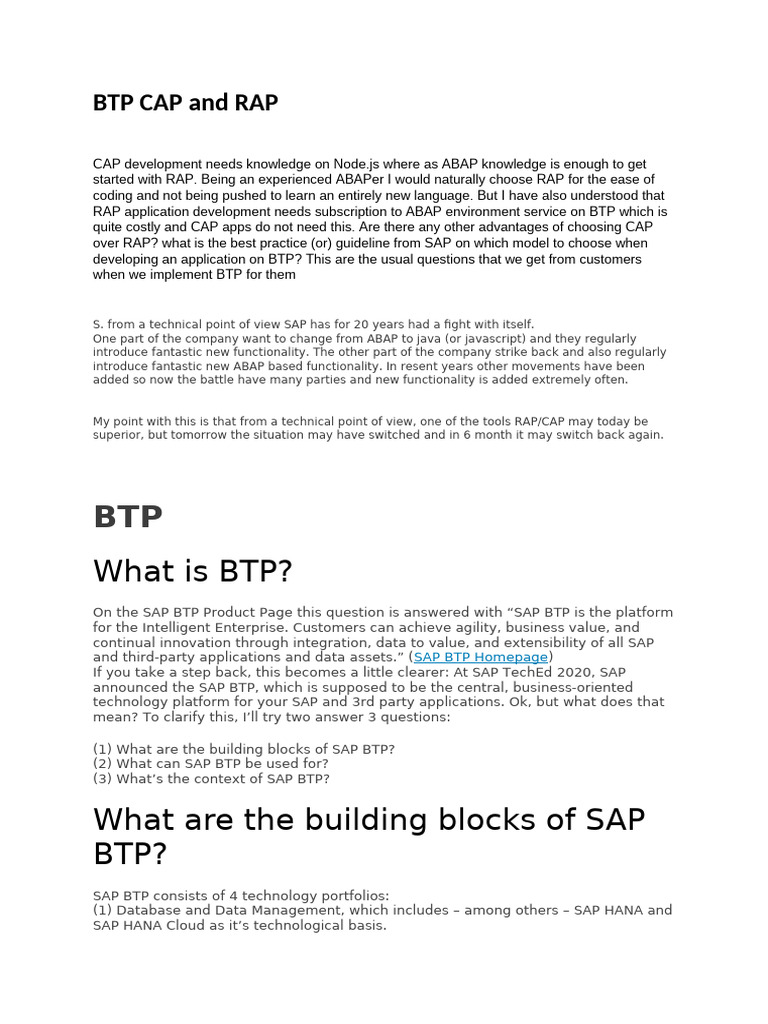 BTP CAP and RAP | PDF