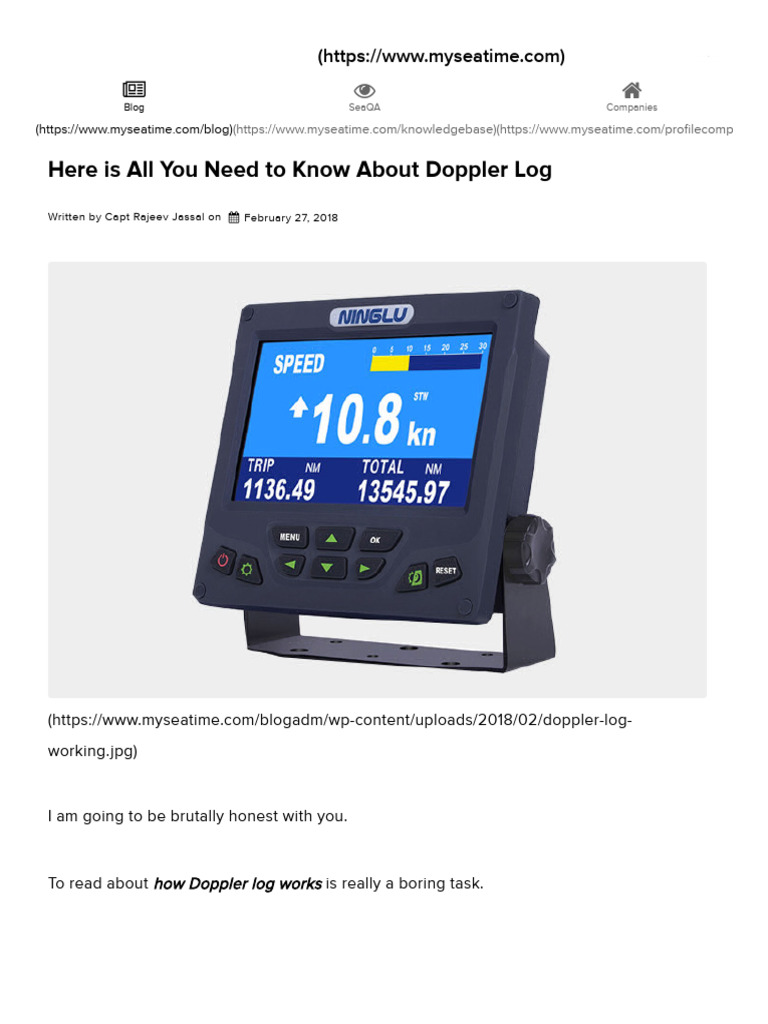 Here Is All You Need To Know About Doppler Log - MySeaTime | PDF