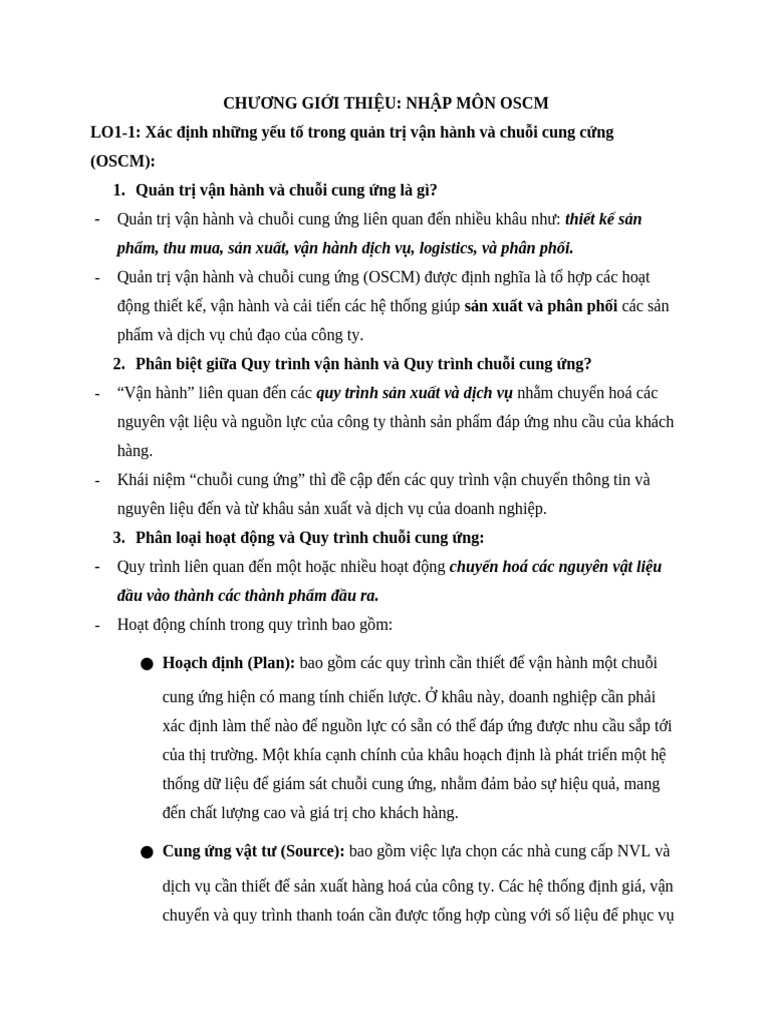 CHƯƠNG GIỚI THIỆU NHẬP MÔN OSCM | PDF