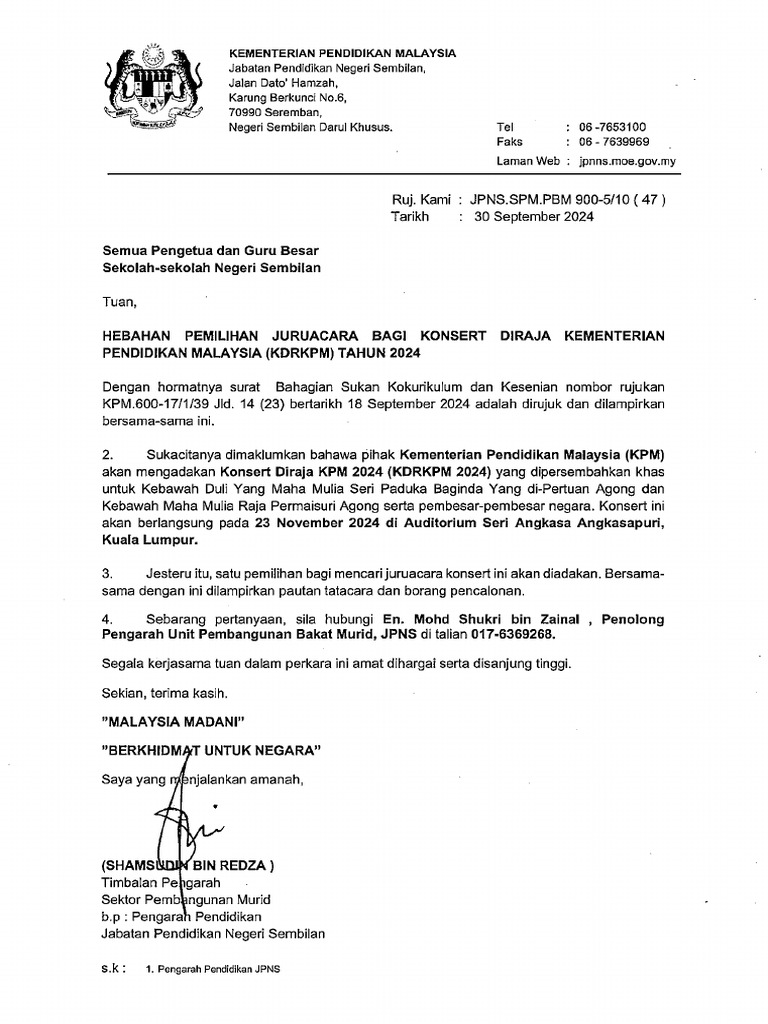 Pemilihan Juruacara Konsert Diraja KPM 2024 | PDF