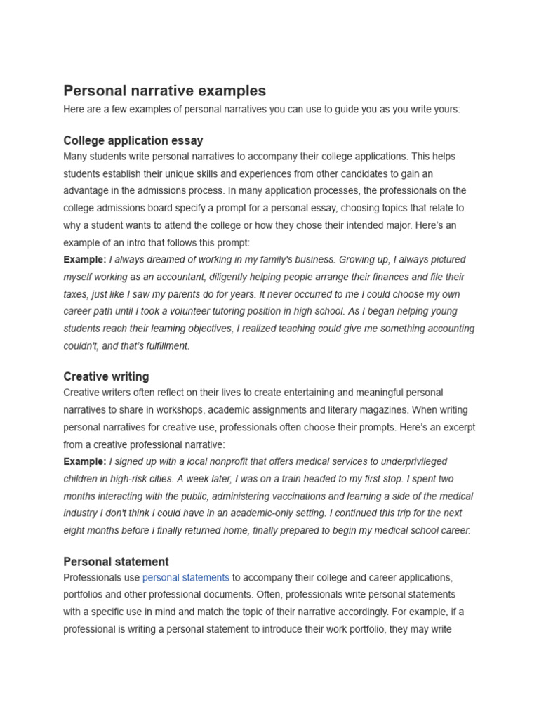 Personal Narrative Example | PDF