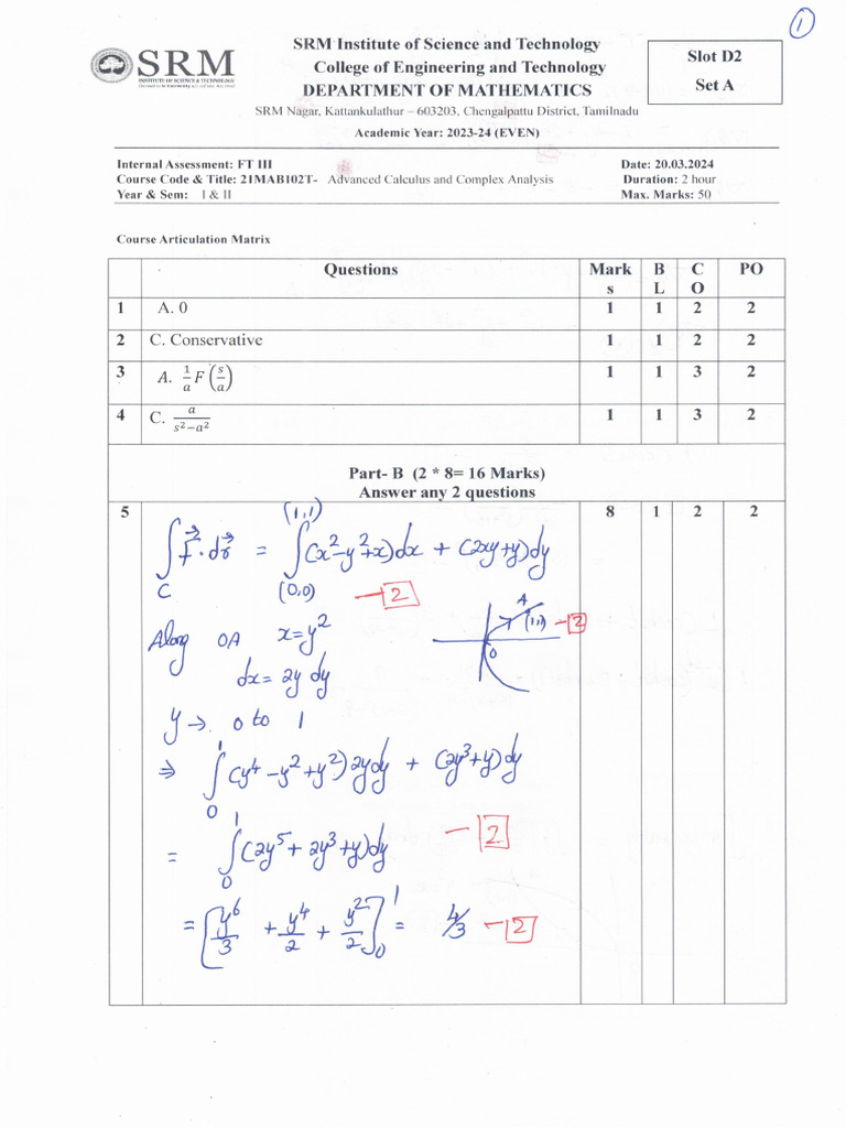 Answer key-Set A-D2 | PDF