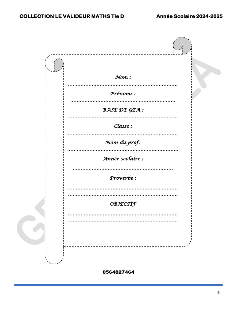 Maths Tle D Collection Le Valideu 2024 2025 | PDF