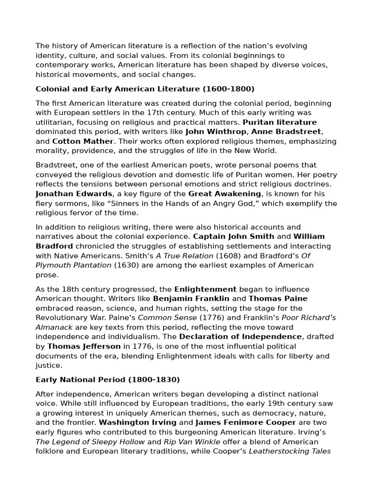 History of American literature | PDF