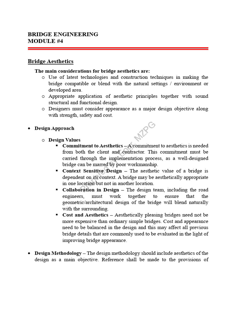 BRIDGE ENGINEERING MODULE 4 - Watermark | PDF