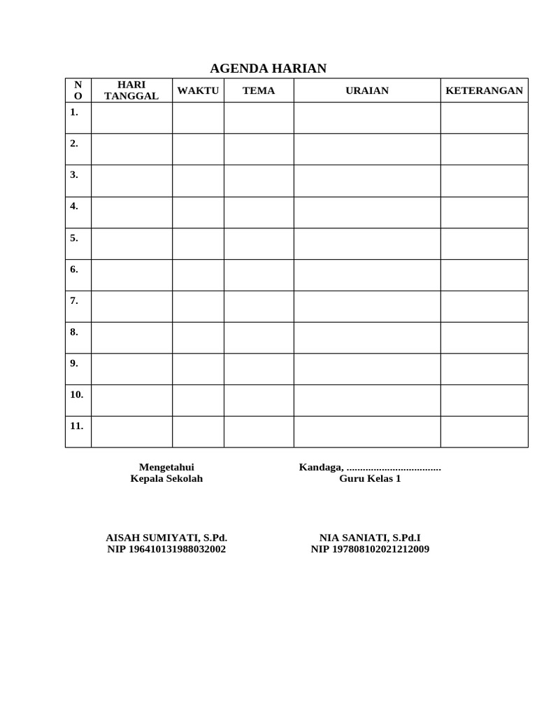 Agenda Harian | PDF