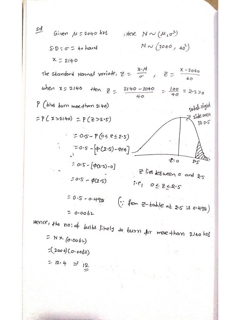 problem on z table values | PDF