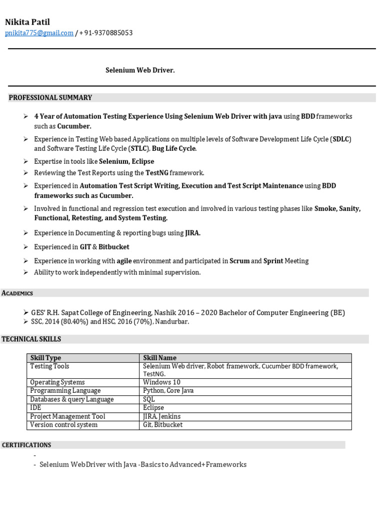 Nikita Patil Resume | PDF