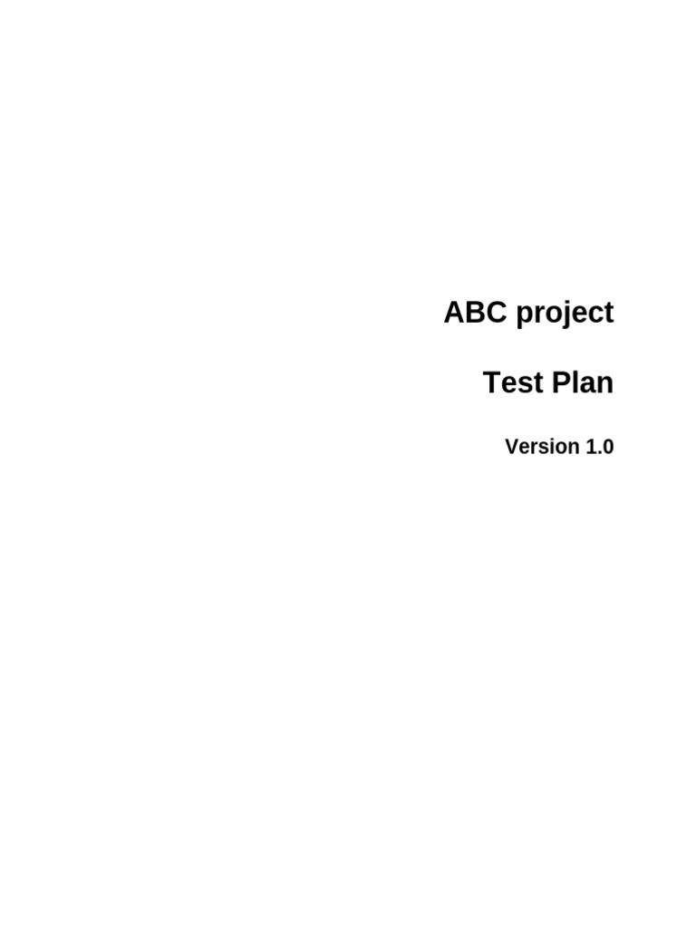 ABC Project Test Plan - 0.2-Template | PDF