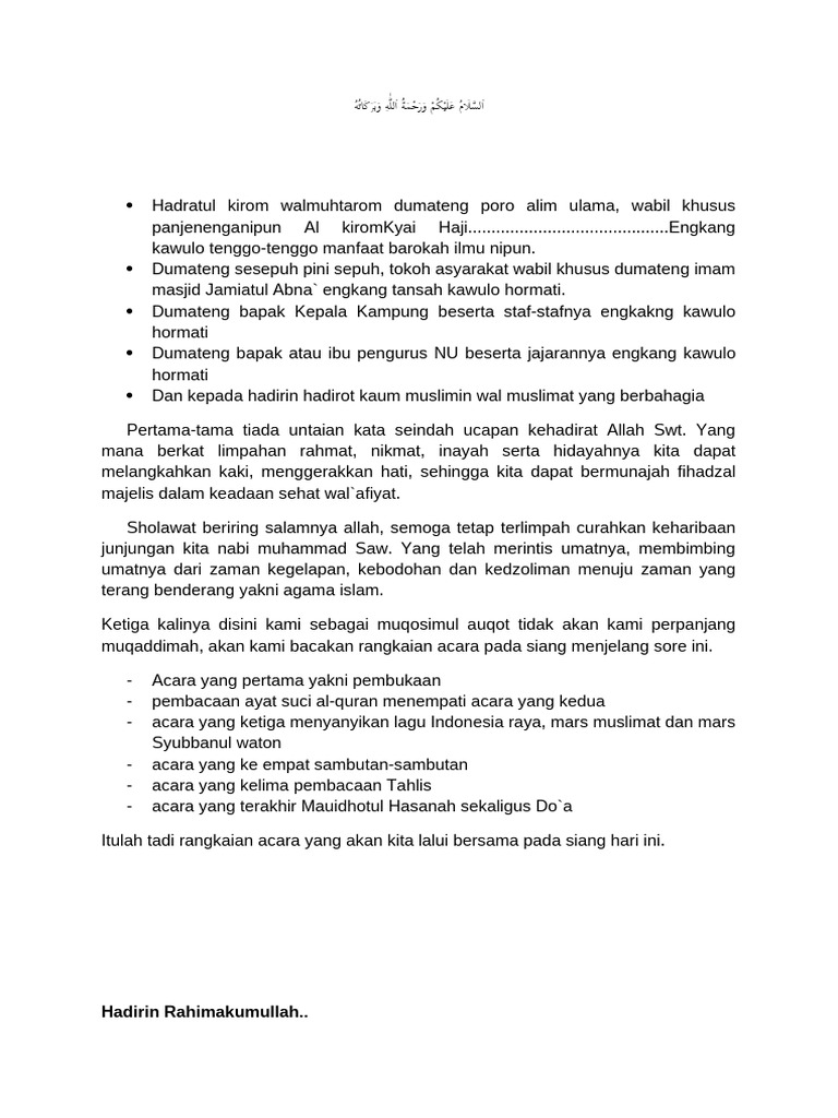 Teks MC Pengajian | PDF