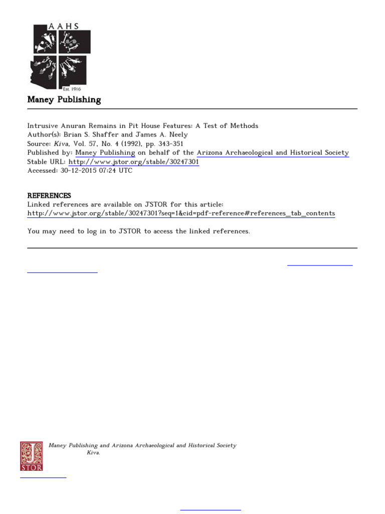 Maney Publishing: Maney Publishing and Arizona Archaeological and ...
