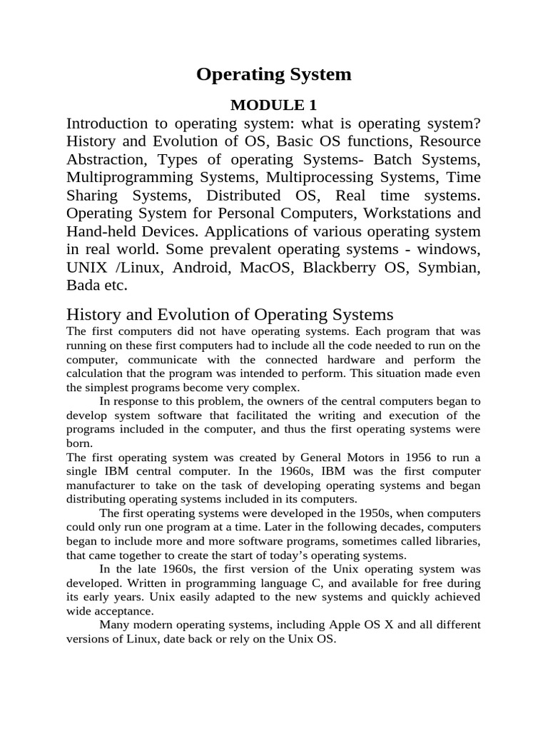 OS Module 1 | PDF