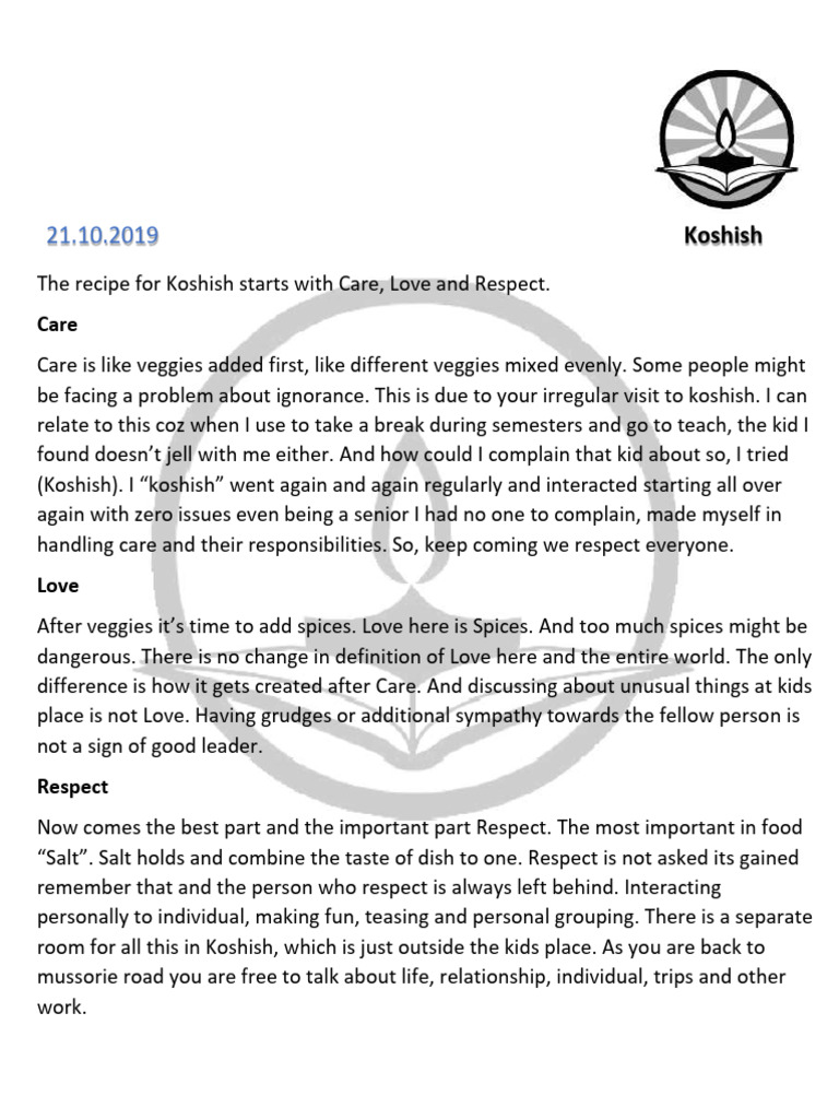 Koshish Letter 1 2019 | PDF