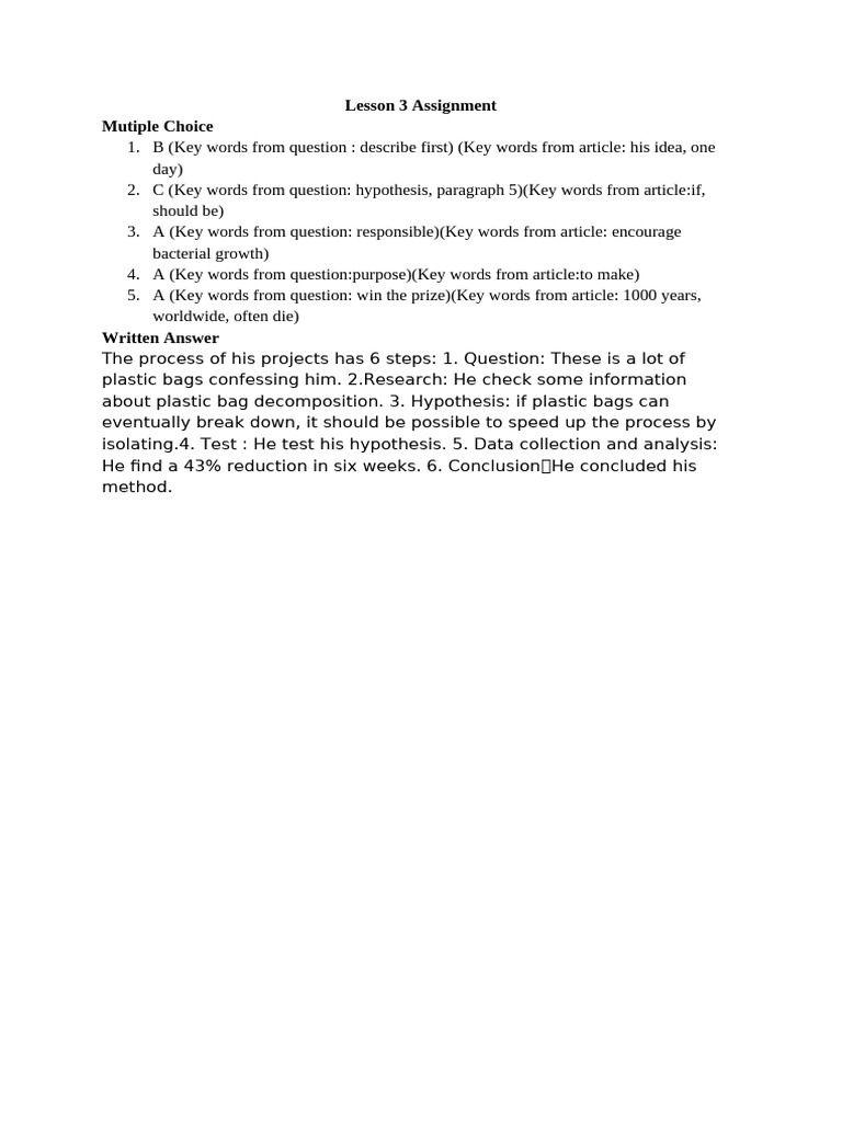 Lesson 3 Assignment | PDF