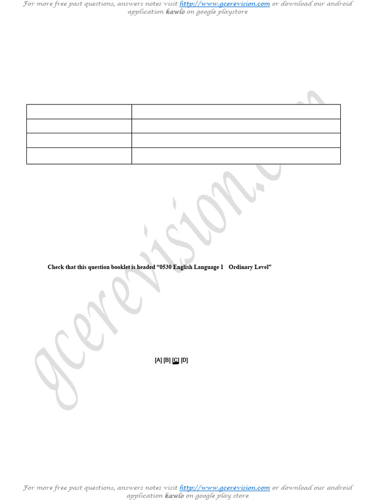 2017 O Level English Past Paper 1 | PDF | Multiple Choice
