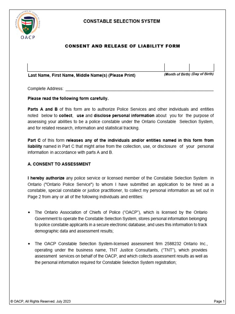 Consent and Release of Liability | PDF