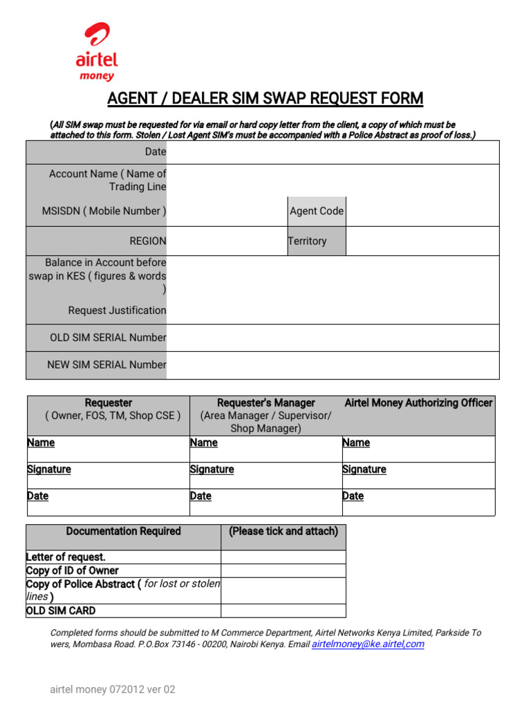 Agent Swap Form | PDF
