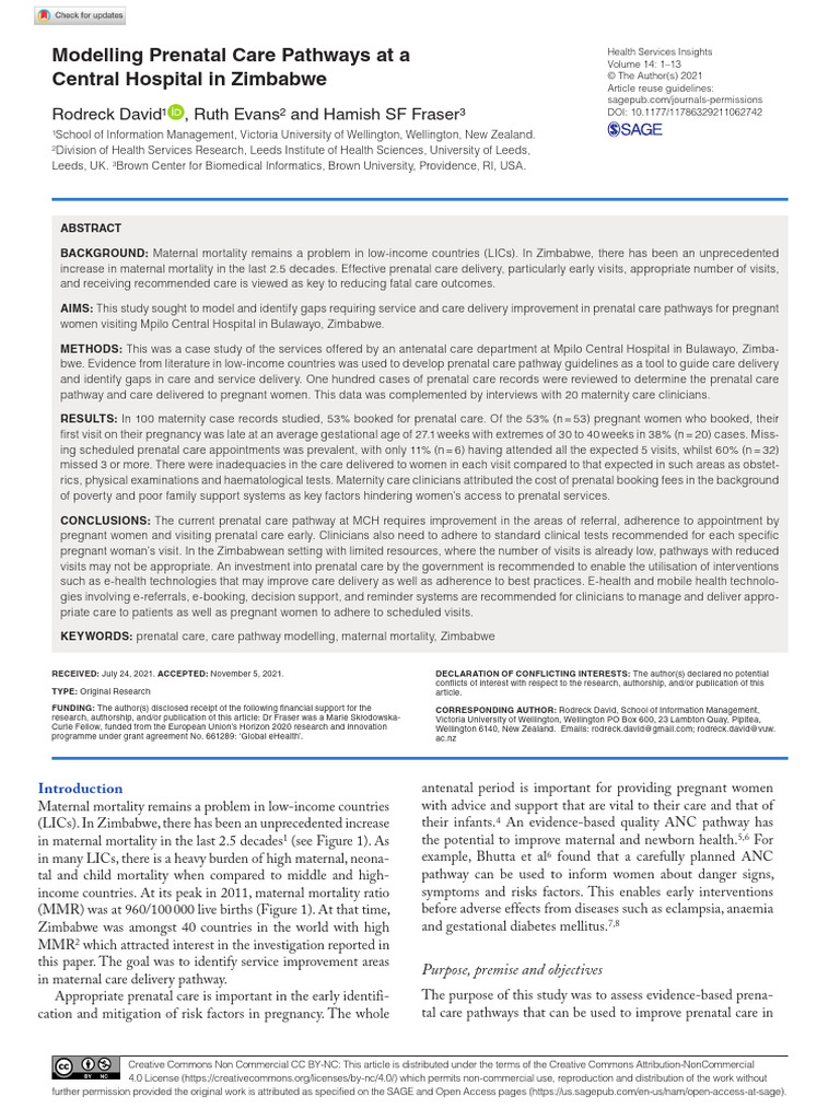 David Et Al 2021 Modelling Prenatal Care Pathways at A Central Hospital ...