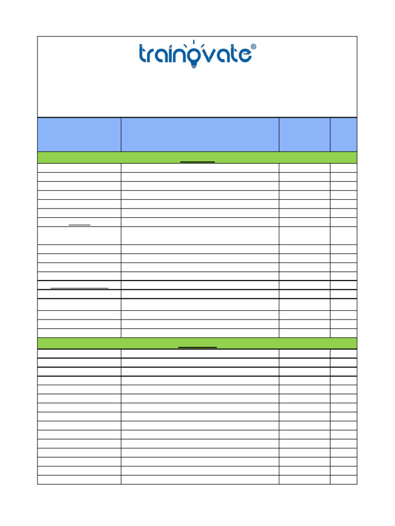 TRAINOVATE Training Schedule 1 | PDF