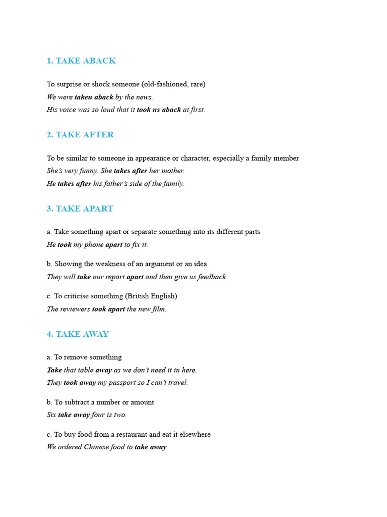 Phrasal Verbs With Get and Take | PDF