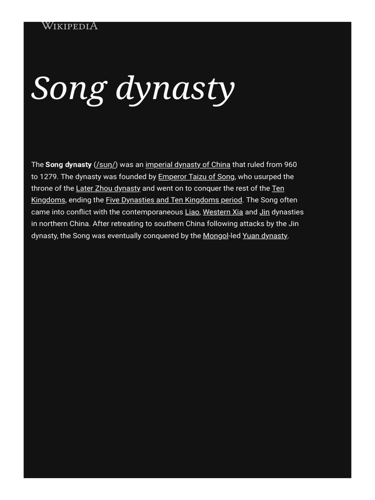 Song Dynasty | PDF | Mongol Empire
