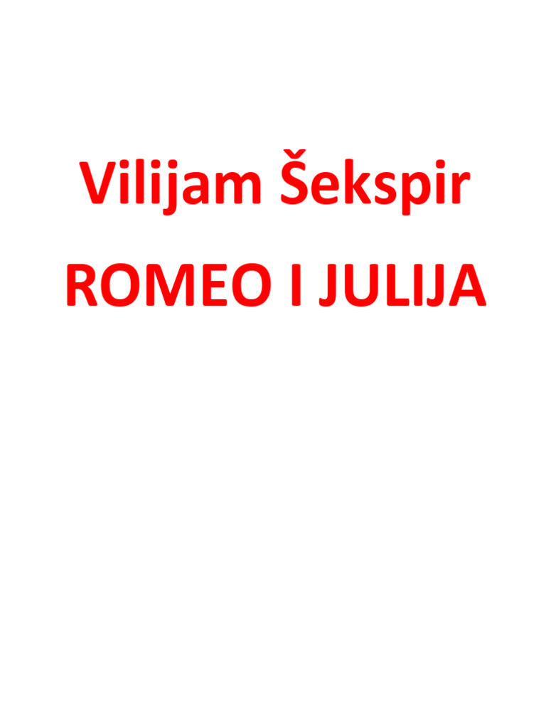 Vilijam Sekspir ROMEO I JULIJA PDF Knjiga | PDF