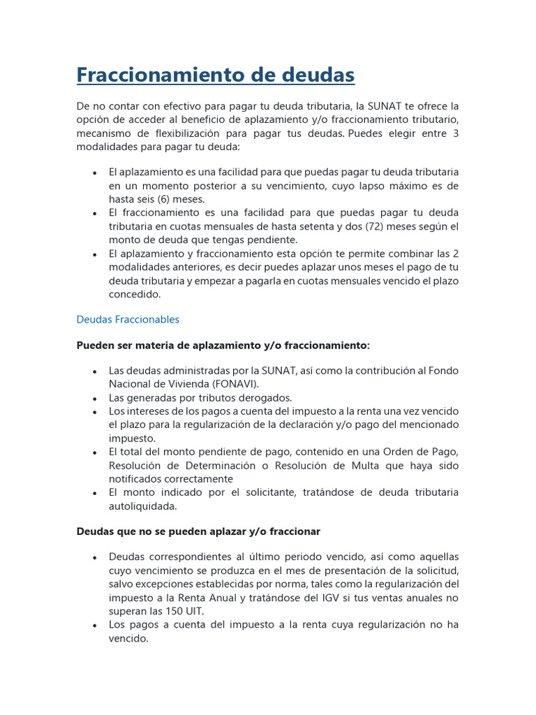 Fraccionamiento de Deudas | PDF