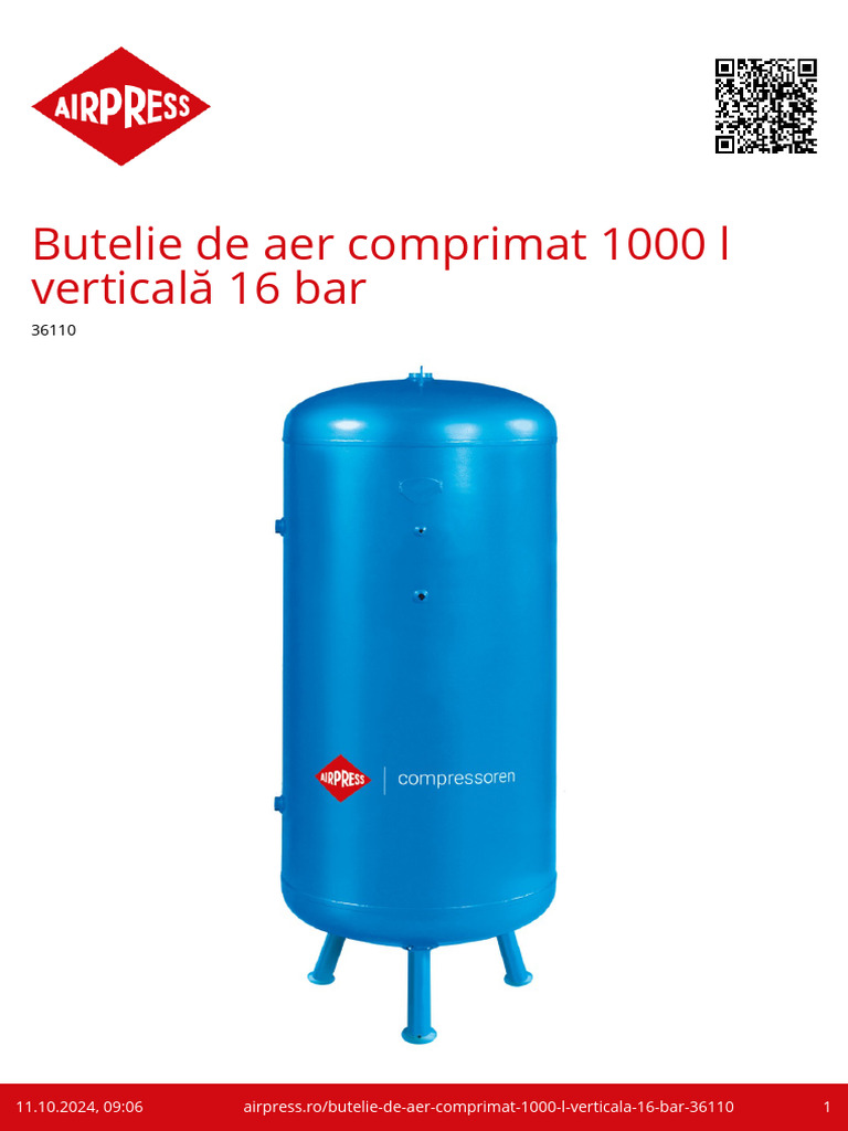 Butelie de Aer Comprimat 1000 L Vertical 16 Bar | PDF