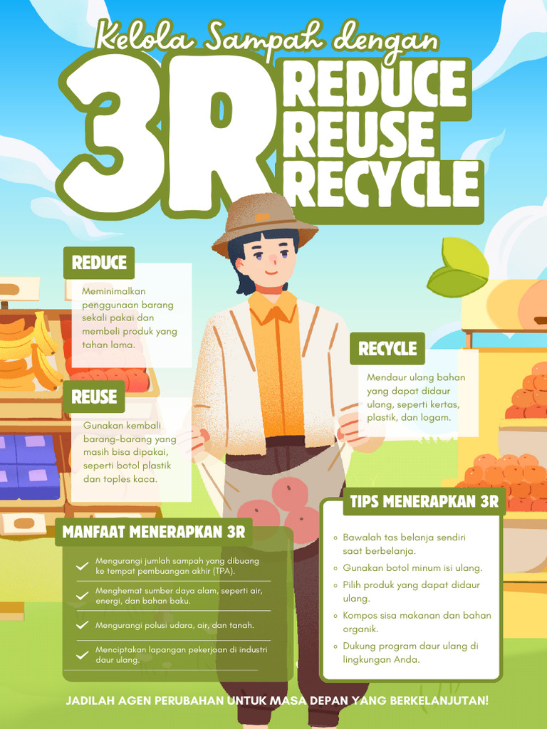 Poster Infografis Kelola Sampah Dengan 3R Ilustratif Hijau Dan Krem | PDF | Griya & Taman