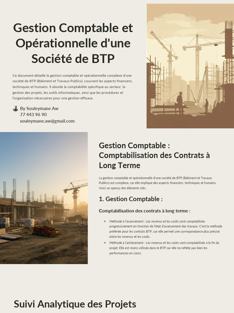 Gestion Comptable Et Op Rationnelle D Une Soci T de BTP 1728630046 | PDF