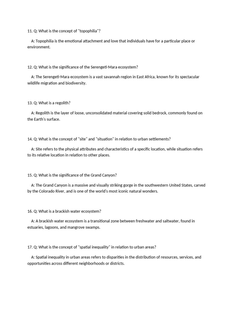 Geographical Spatial Aspects Q and A Part 5 | PDF | Social Science